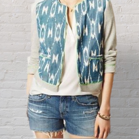 Anthropologie | Jackets & Coats | Anthropologie Blue Gray Neon Green ...